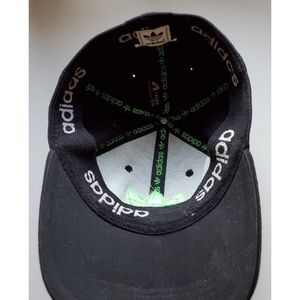 adidas | Accessories | Adidas Flex Fitted Hat Black W Neon Logo | Poshmark